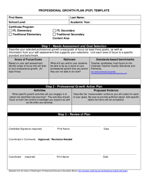 Fillable Online Professional Growth Plan (PGP) Template First Name Fax ...