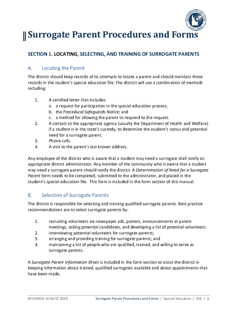 Fillable Online sde idaho Surrogate Parent Procedures and Forms Fax ...