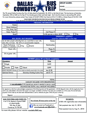 Fillable Online Bus Trip Sign Up Form Fax Email Print - pdfFiller