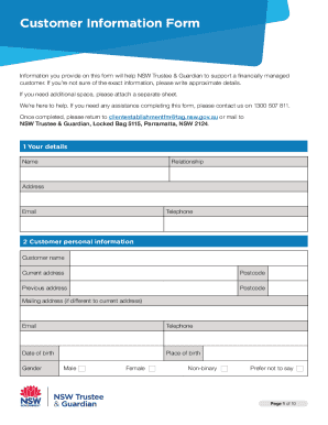 Fillable Online Financial Management Customer Information Form ...