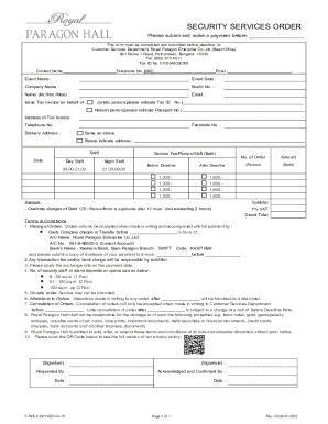 Fillable Online SECURITY SERVICES ORDER FORM Fax Email Print - pdfFiller