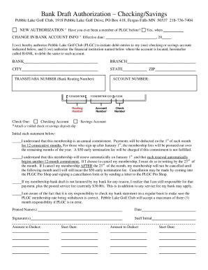Fillable Online Bank Draft AuthorizationChecking/Savings Fax Email Print - pdfFiller