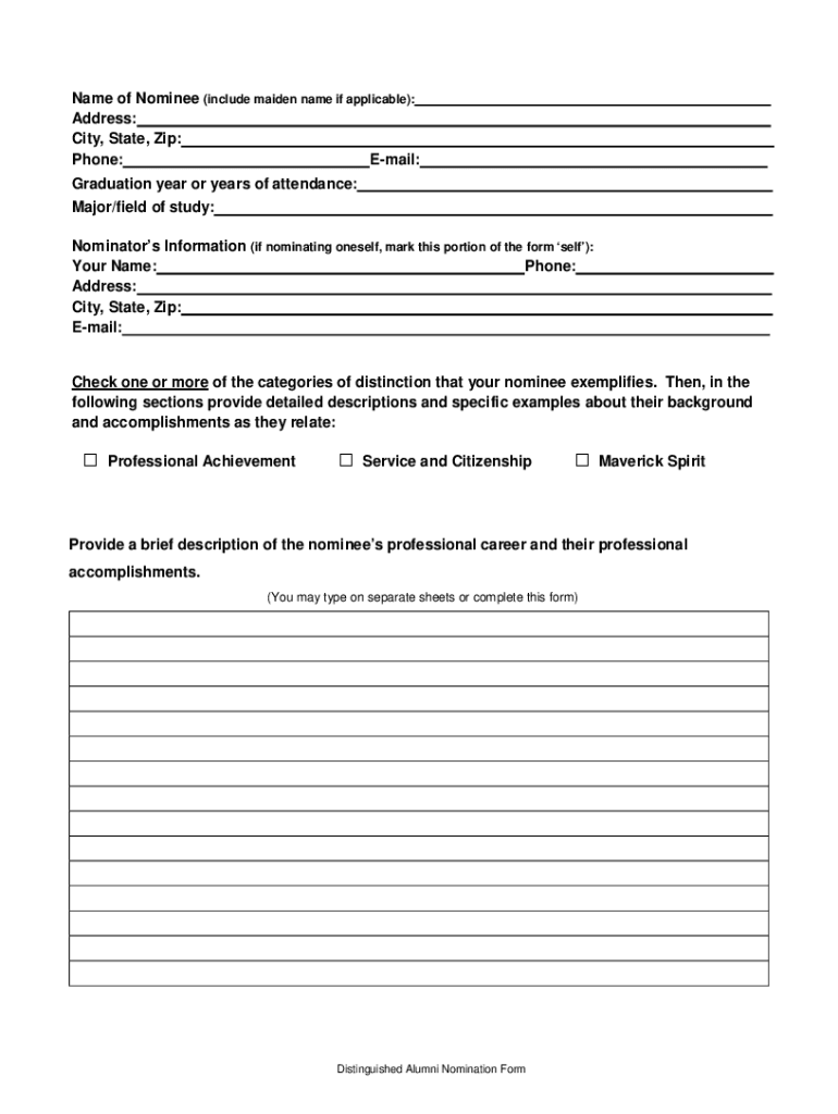 Fillable Online Distinguished Alumni Online Nomination - Colorado Mesa ... Fax Email Print ...