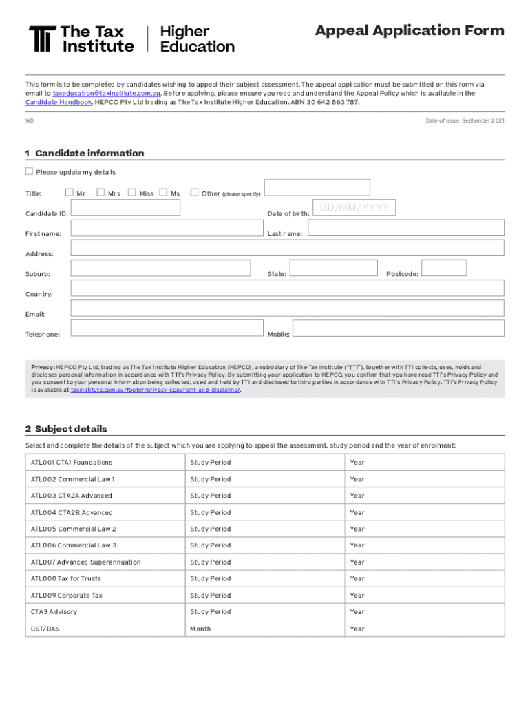 Fillable Online Application Decision/Deadline Appeal Form Fax Email Print - pdfFiller