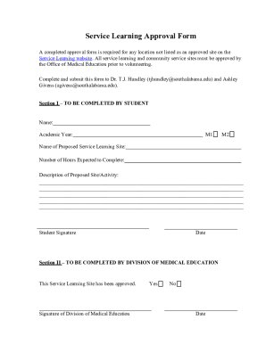 Fillable Online Service Learning Approval Form Fax Email Print - pdfFiller