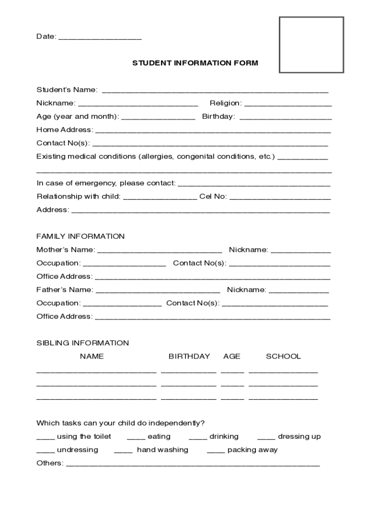 Fillable Online student information form (1).pages Fax Email Print ...