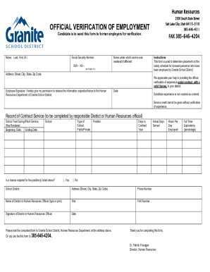 Fillable Online Candidate is to send this form to former employers for ...