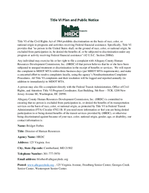 Fillable Online Title VI Plan and Public Notice Fax Email Print - pdfFiller
