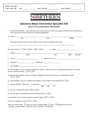 Fillable Online Fillable Substance Abuse Intervention Specialist AAS ...