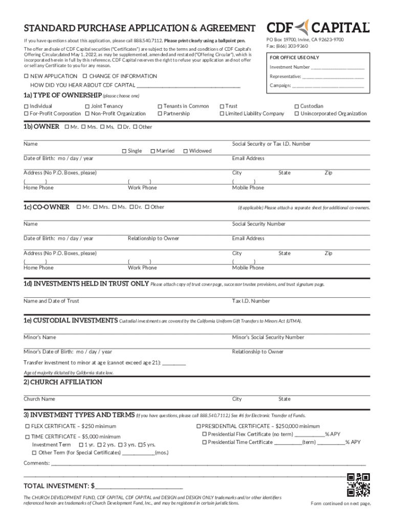 Fillable Online Standard Purchase Agreement - Fill Out and Sign ...