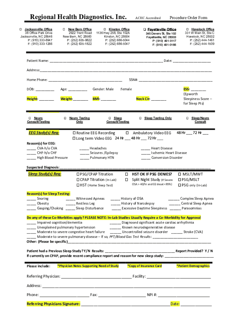 Fillable Online EEG and Sleep Testing Forms Fax Email Print - pdfFiller