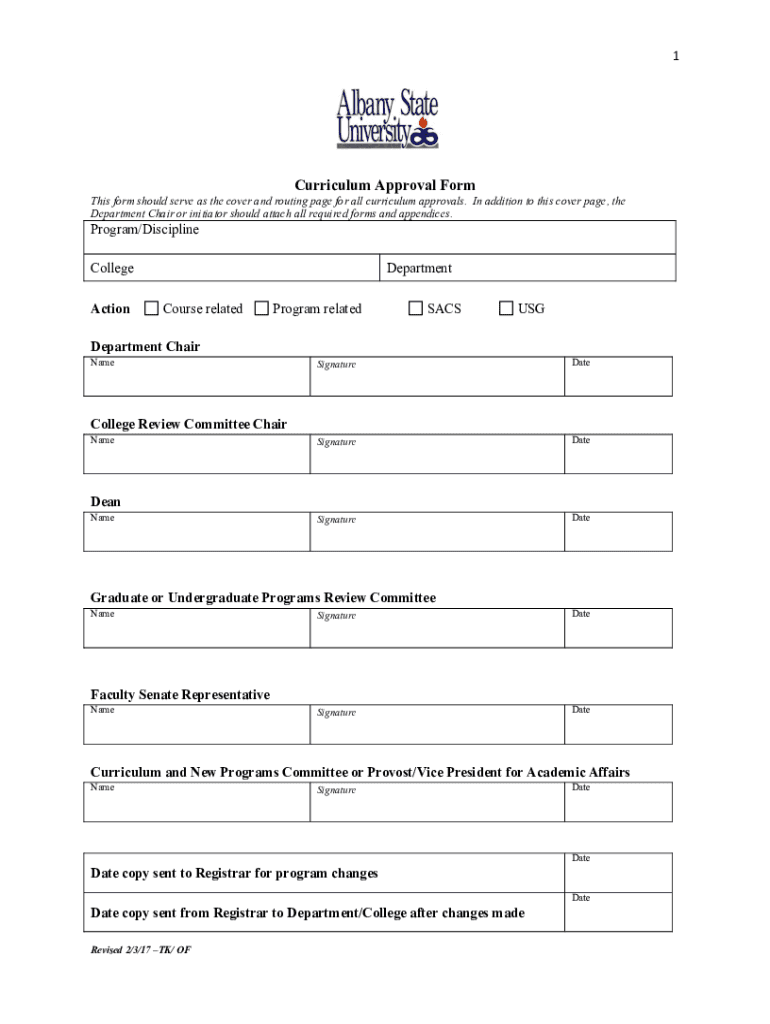 Fillable Online College Curricular Proposal Approval and Routing Form Fax Email Print - pdfFiller