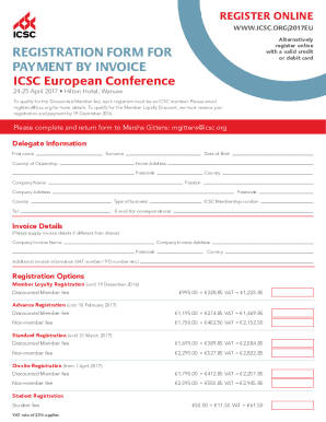 Fillable Online REGISTRATION FORM FOR PAYMENT BY INVOICE Fax Email ...