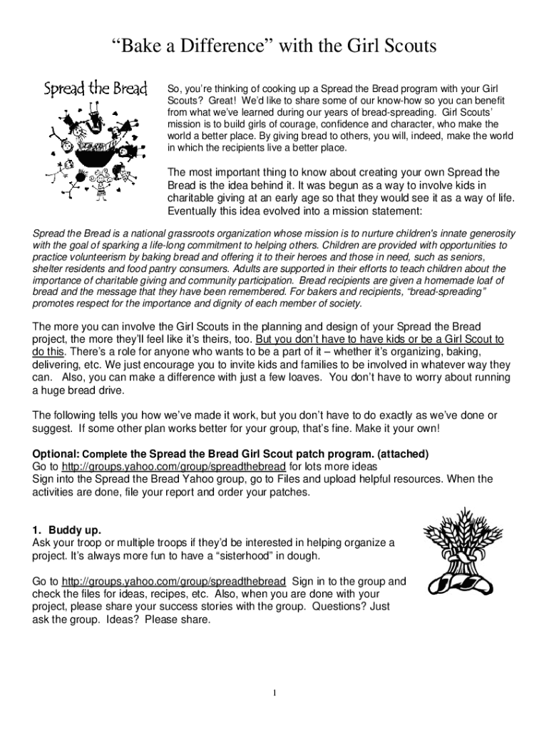 Fillable Online Spread the Bread with the Girl Scouts Fax Email Print ...