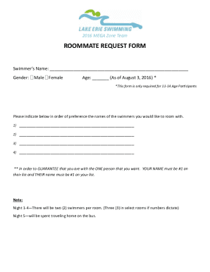 Fillable Online ROOMMATE REQUEST FORM Fax Email Print - pdfFiller