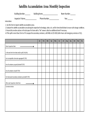 Fillable Online Satellite Accumulation Area Monthly Inspection Form Fax ...
