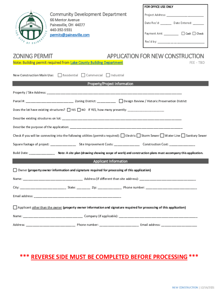 Fillable Online REVISED NEW CONSTRUCTION APPREVISED12292021 Fax Email Print - pdfFiller
