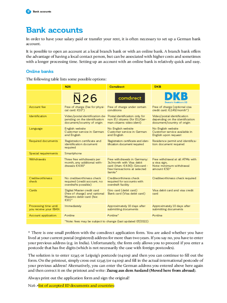 Fillable Online A guide to opening up a German bank account Fax Email ...