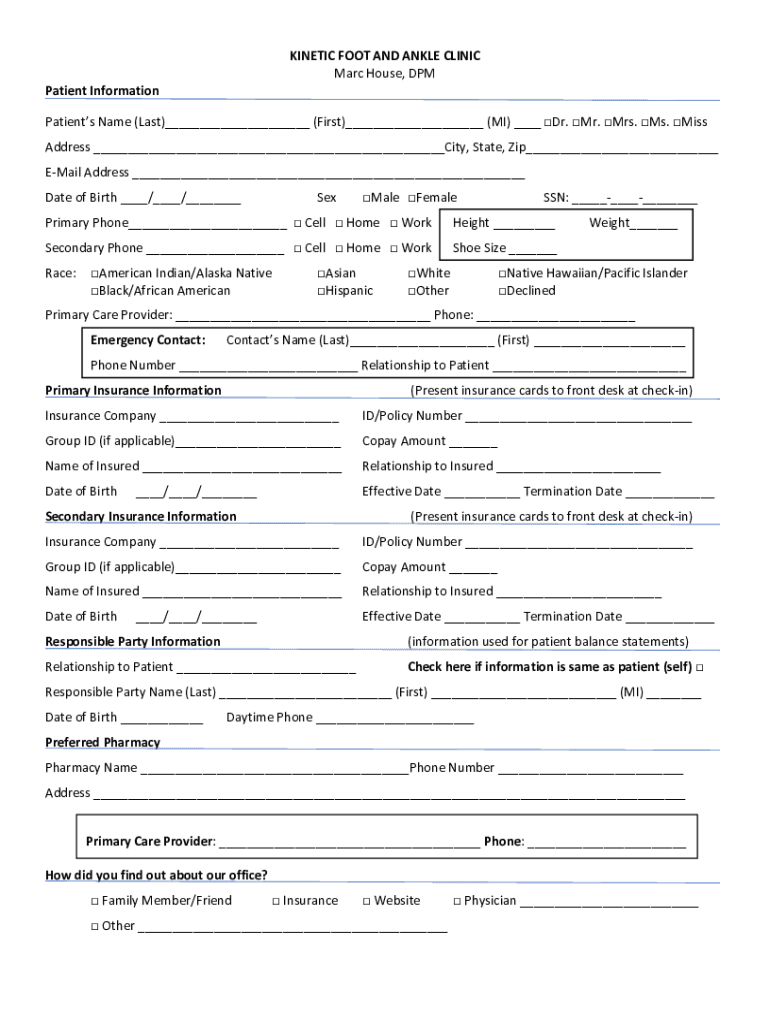 Fillable Online kinetic foot and ankle clinic Fax Email Print - pdfFiller
