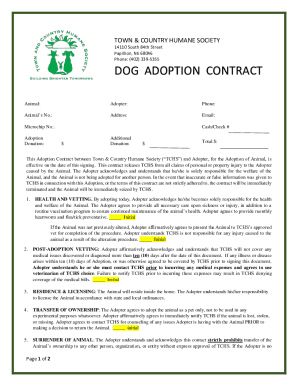 Fillable Online dog adoption contract Fax Email Print - pdfFiller