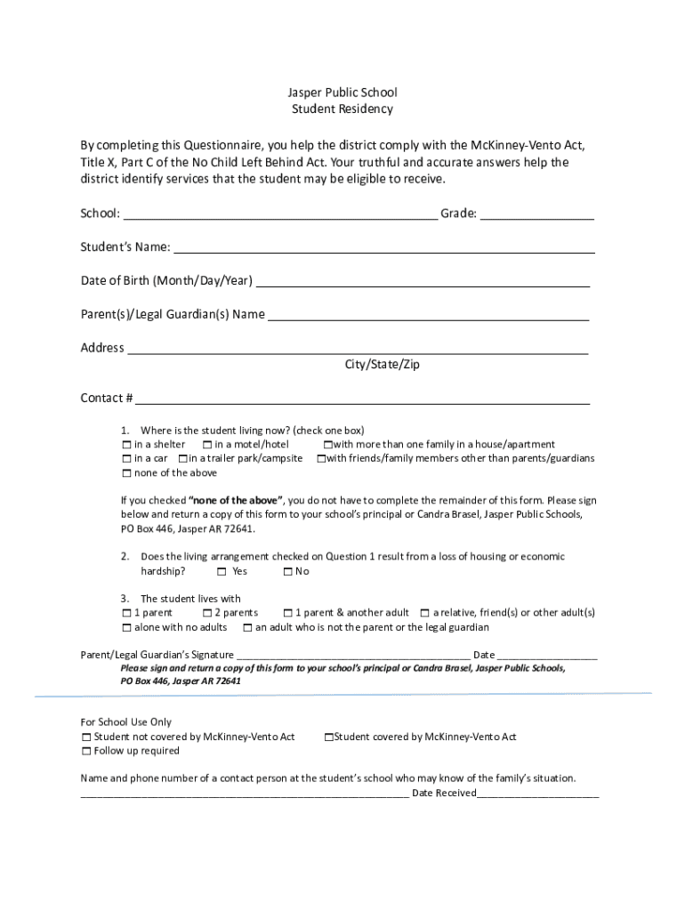 Fillable Online Student Residency Form.docx Fax Email Print - pdfFiller