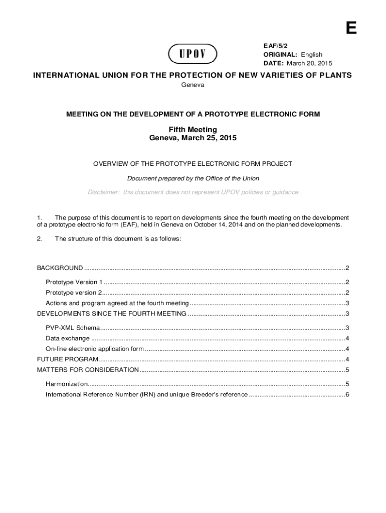 Fillable Online international union for the protection of new varieties of plants Fax Email ...