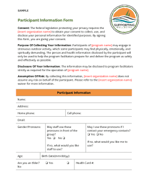 Fillable Online Sample Participant Information Form.docx Fax Email Print - pdfFiller