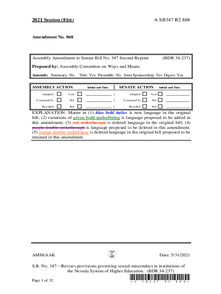 Fillable Online H Sub for SB347Bills and Resolutions Fax Email Print ...