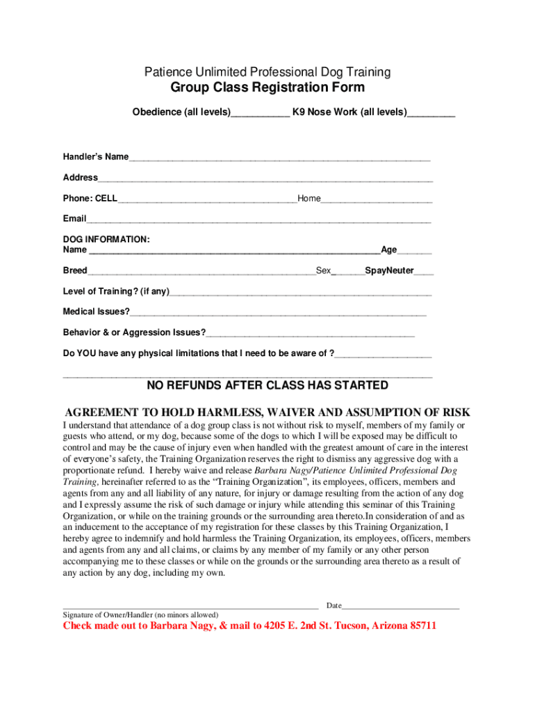 Fillable Online Group Class Registration Form Fax Email Print - pdfFiller
