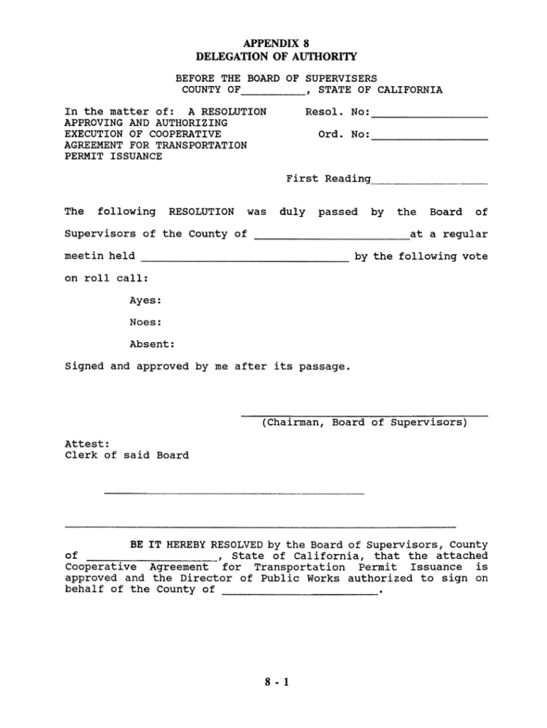 Fillable Online dot ca Appendix 8 Delegation of Authority. Appendix 8 ...