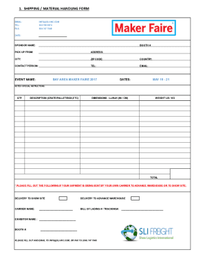 Fillable Online 1. SHIPPING / MATERIAL HANDLING FORM Fax Email Print ...