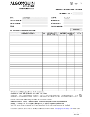 Fillable Online Hazardous Waste Pick-Up Form Fax Email Print - pdfFiller