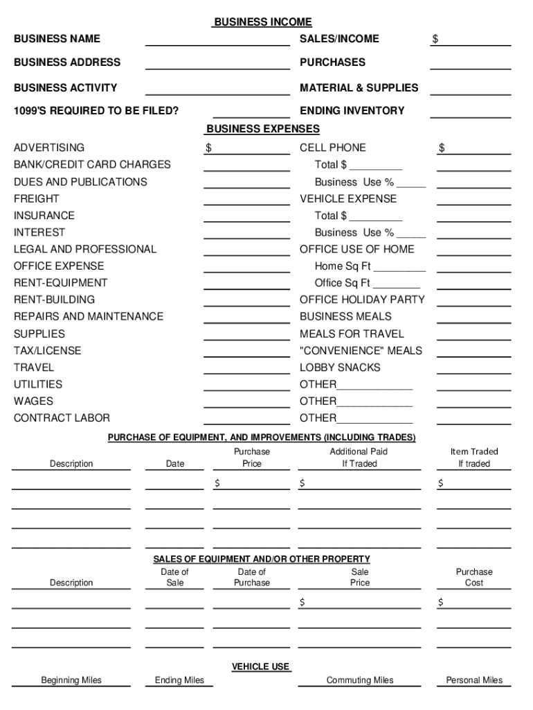 Fillable Online BUSINESS INCOME Fax Email Print - pdfFiller
