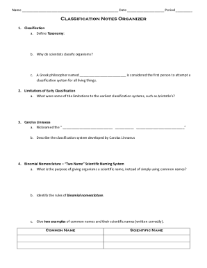 Fillable Online Classification Notes Organizer Fax Email Print - pdfFiller