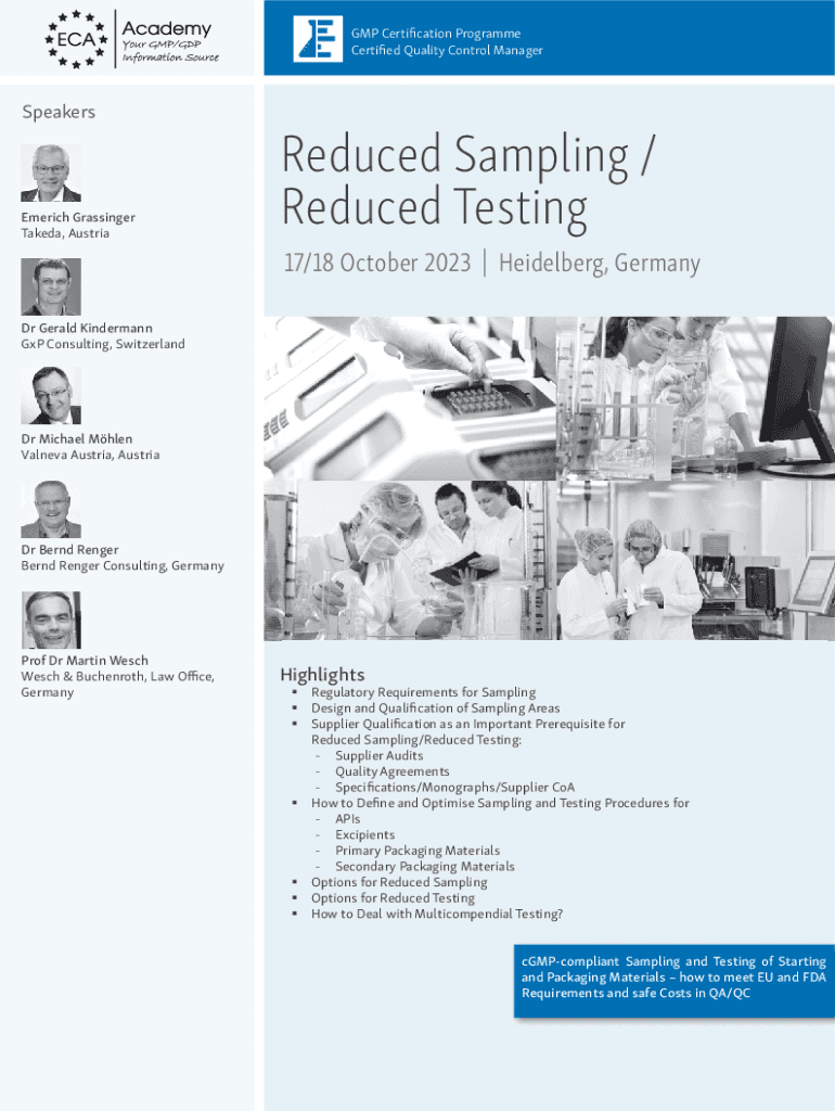 Fillable Online Reduced Sampling - Reduced Testing - ECA Academy Fax ...