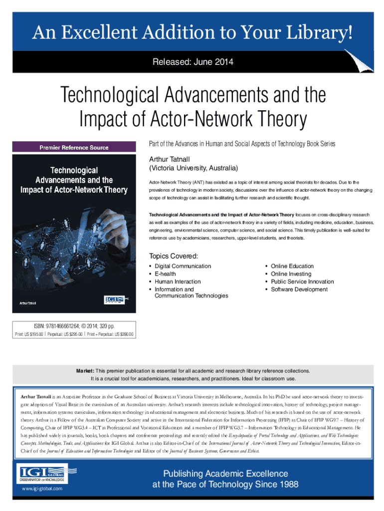 Fillable Online An Actor Network Theory Analysis Of Policy Innovation