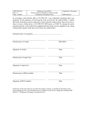 Fillable Online In accordance with Section 206 of 10 CFR 835, I am ...