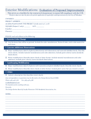 Fillable Online exterior modifications form.doc Fax Email Print - pdfFiller