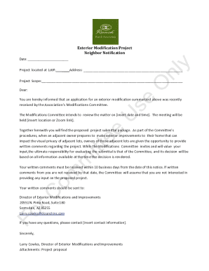 Fillable Online Exterior Modification Request Form Proposal for changes ... Fax Email Print ...
