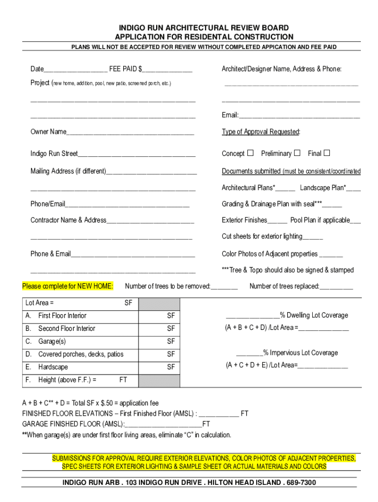 Fillable Online architectural review application Fax Email Print ...