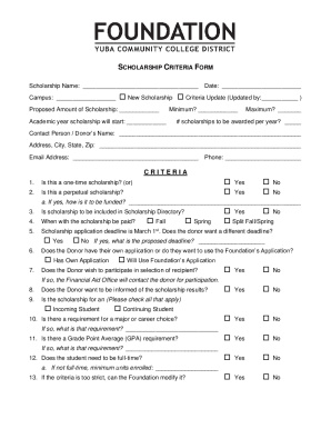 Fillable Online PROCESS AND CRITERIA FOR NEW SCHOLARSHIPS Fax Email Print - pdfFiller