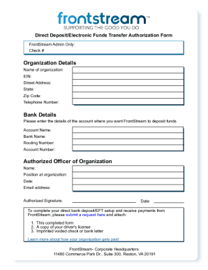 Fillable Online Direct Deposit/Electronic Funds Transfer Authorization ...