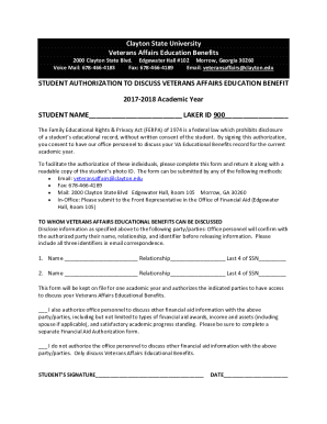 Fillable Online student authorization to discuss veterans affairs ...