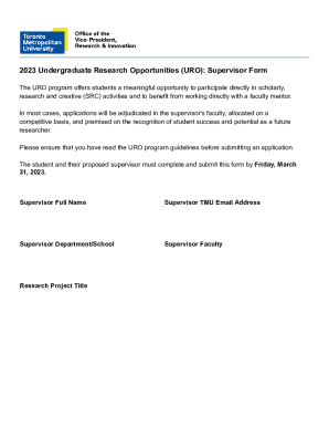 Fillable Online 2023 URO Program Supervisor Form. URO Program ...