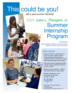 Fillable Online with a paid summer internship - 2023 Jules L. Plangere, Jr. Fax Email Print ...