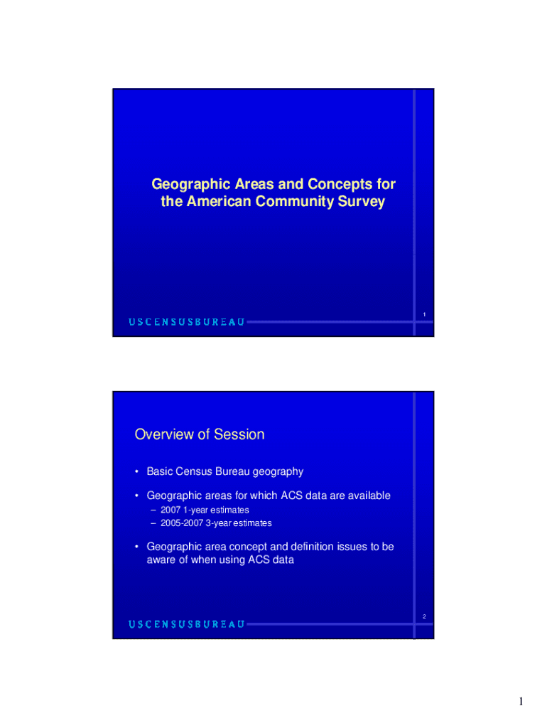 Fillable Online 1. Geographic Areas Covered in the ACS Fax Email Print - pdfFiller