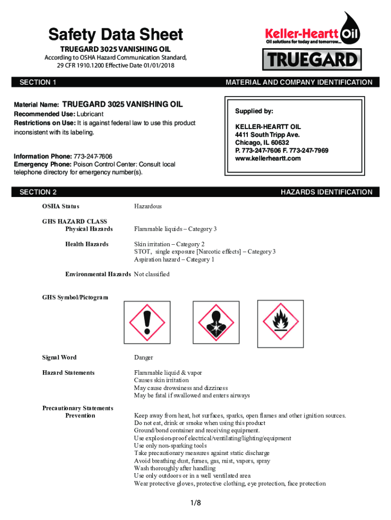Fillable Online TRUEGARD 3025 Vanishing-Stamping Lubricant Oil Fax ...