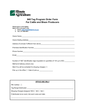 Fillable Online 840 Tag Program Order Form For Cattle and Bison ...
