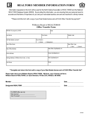 Fillable Online REALTOR MEMBER INFORMATION FORM Fax Email Print - pdfFiller