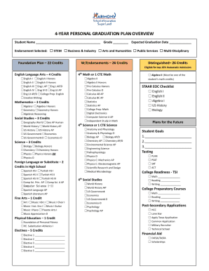 Fillable Online (UPDATED) 4-Year Personal Graduation Plan Overview.docx ...